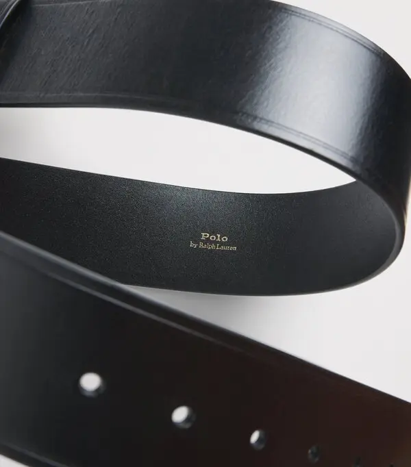 Polo Ralph Lauren Leather Belt With Gold-tone Buckle
