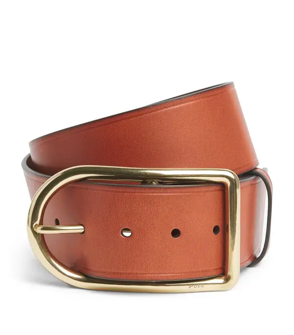 Polo Ralph Lauren Leather Belt With Gold-tone Buckle