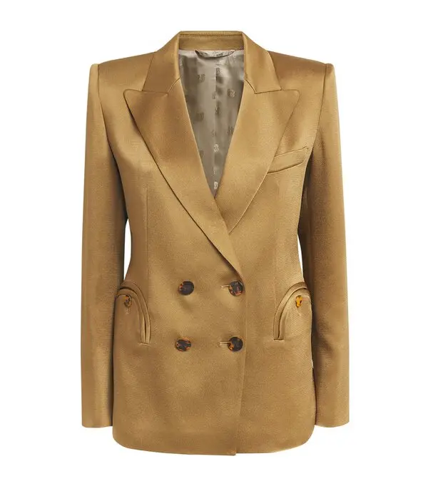 BLAZÉ MILANO Satin Novalis Charmer Double-breasted Blazer