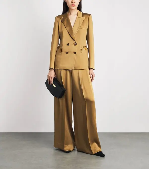BLAZÉ MILANO Satin Novalis Charmer Double-breasted Blazer