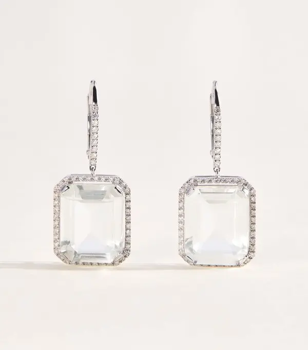 Shay White Diamond And Topaz Portrait Earrings - Gold