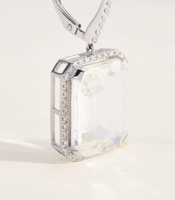 Shay White Diamond And Topaz Portrait Earrings