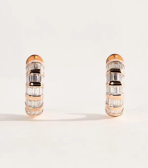 Shay Rose Diamond Baguette Hoop Earrings - Gold