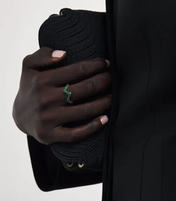 Shay White And Emerald Wave Ring