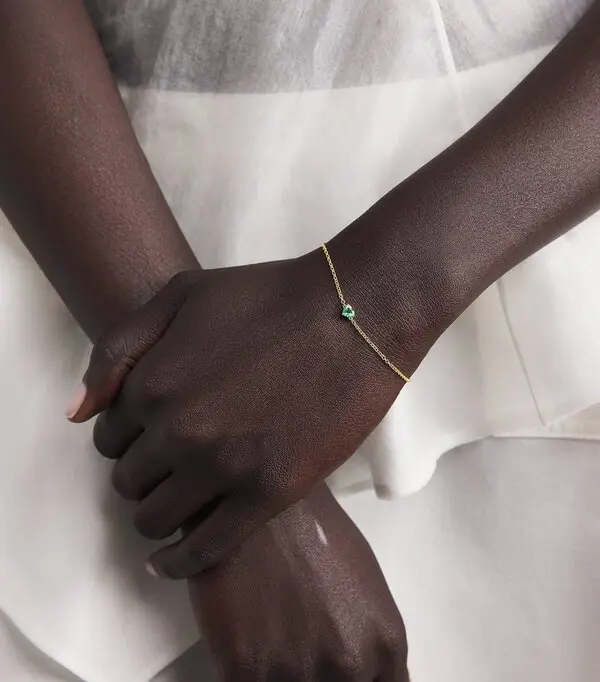 Shay Gold And Emerald Baby Heart Chain Bracelet