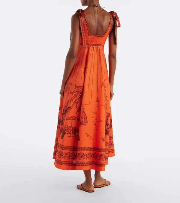 ALEMAIS Boathouse Printed Linen Midi Dress