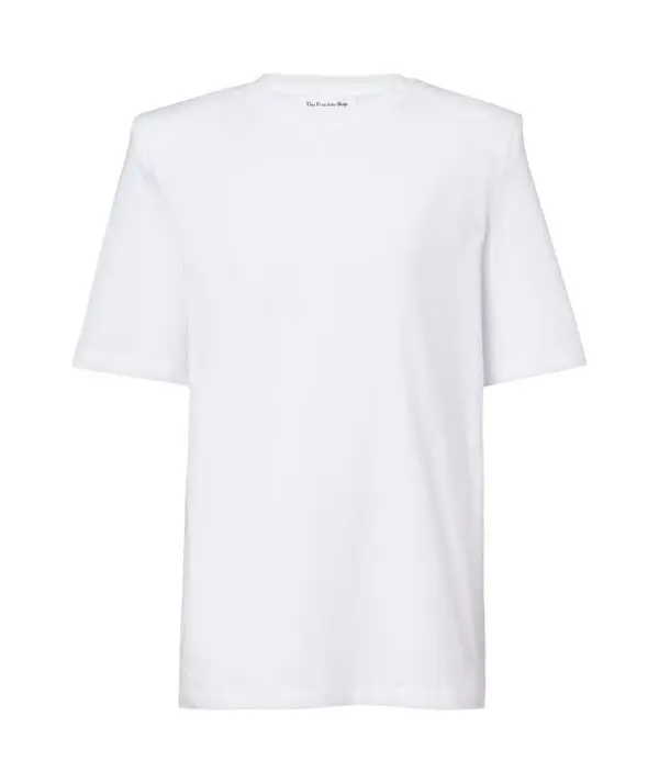 THE FRANKIE SHOP Carrington Cotton Jersey T-shirt With Padded Shoulders - White