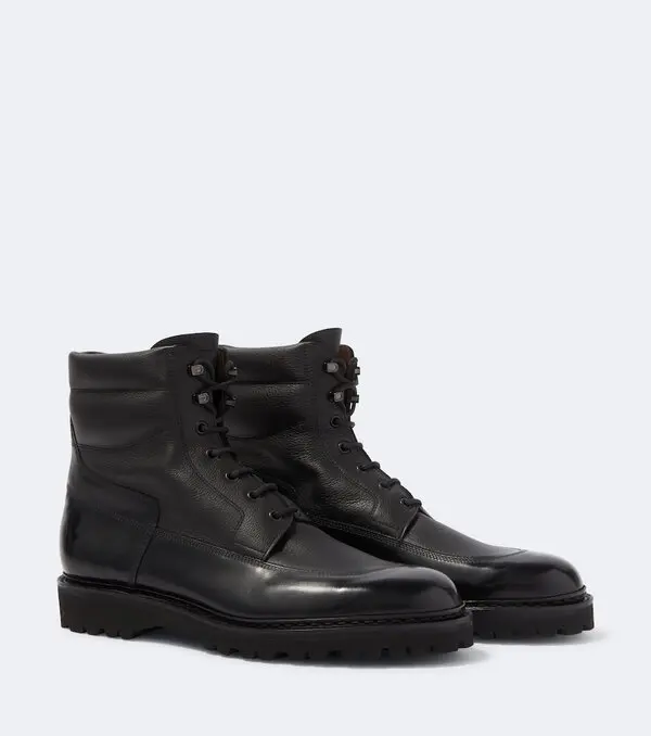 John Lobb Peak Leather Lace-up Boots - Black