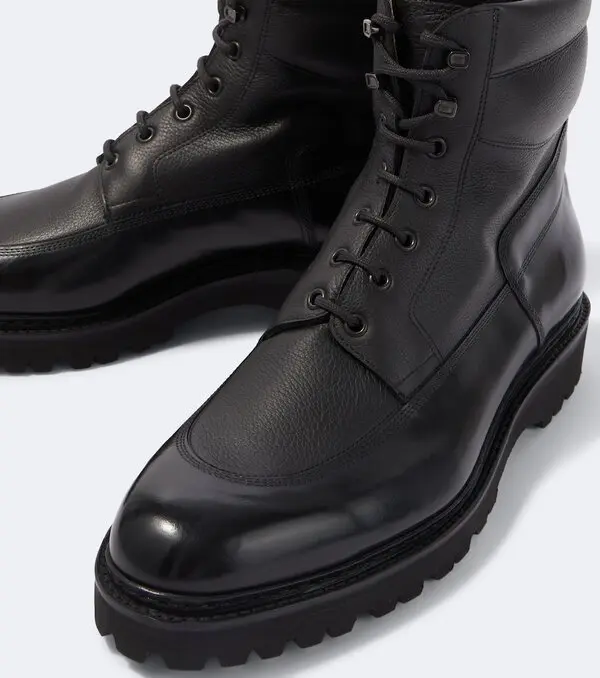 John Lobb Peak Leather Lace-up Boots - Black