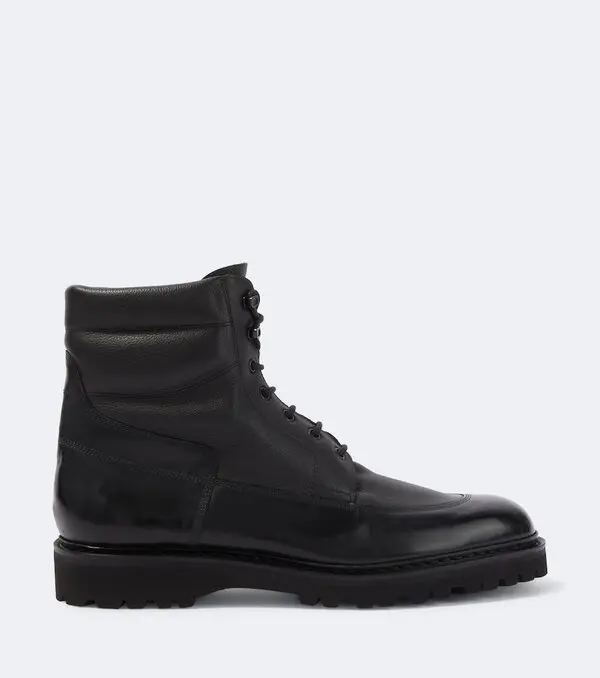John Lobb Peak Leather Lace-up Boots - Black
