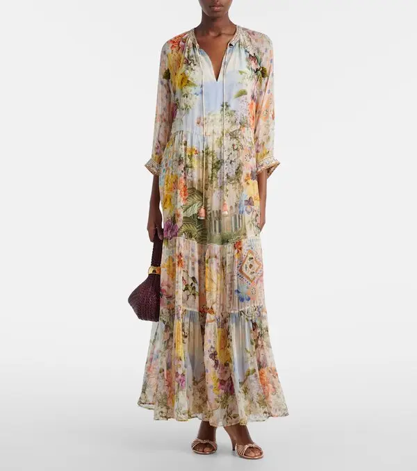 Camilla Embellished Printed Silk Maxi Dress