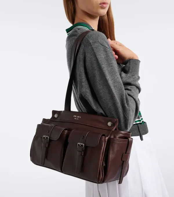 Prada Route Medium Leather Tote Bag