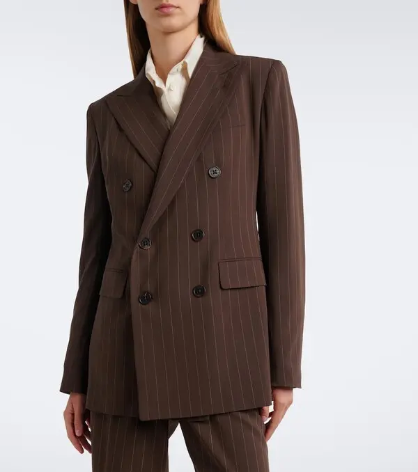 Ralph Lauren Pinstripe Double-breasted Wool Blazer