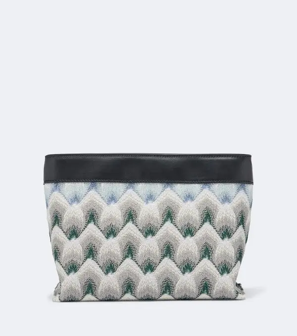 Missoni Mini Leather-trimmed Lamé Pouch