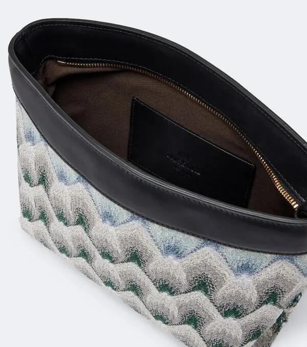 Missoni Mini Leather-trimmed Lamé Pouch