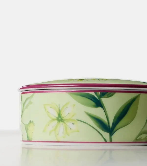 GINORI 1735 Florenza Floral Porcelain Container - Green