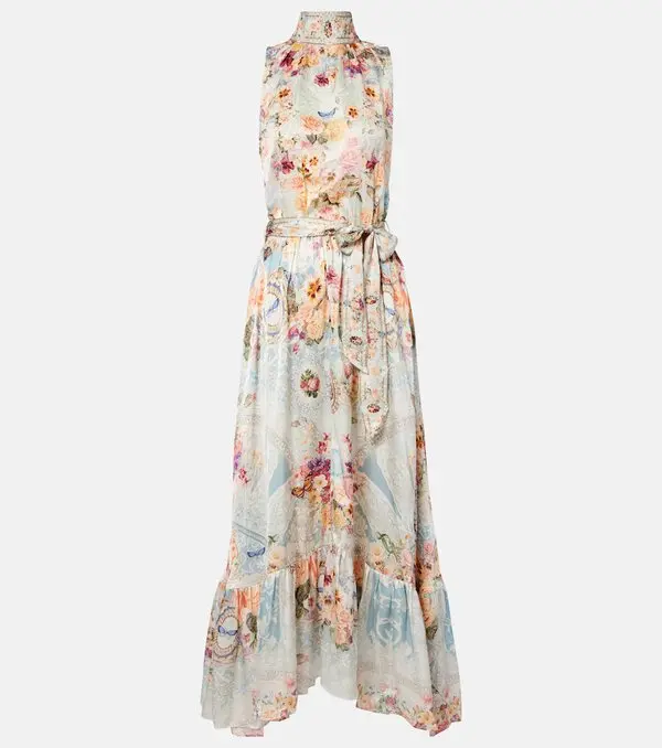Camilla Embellished Floral Silk Maxi Dress