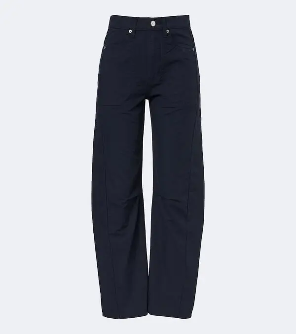 Veronica Beard Sloan Cotton Barrel-leg Pants - Blue