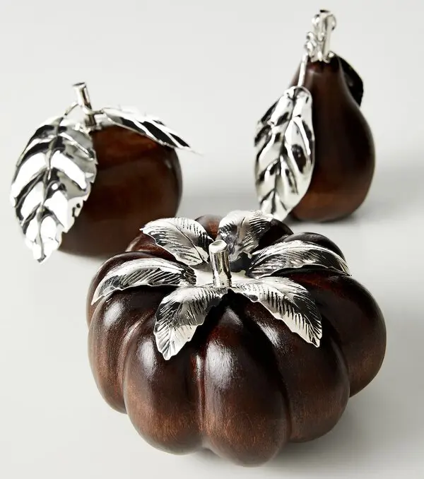 TAVARES 1922 Wood Fruits Sterling Silver And Wood Decorative Object