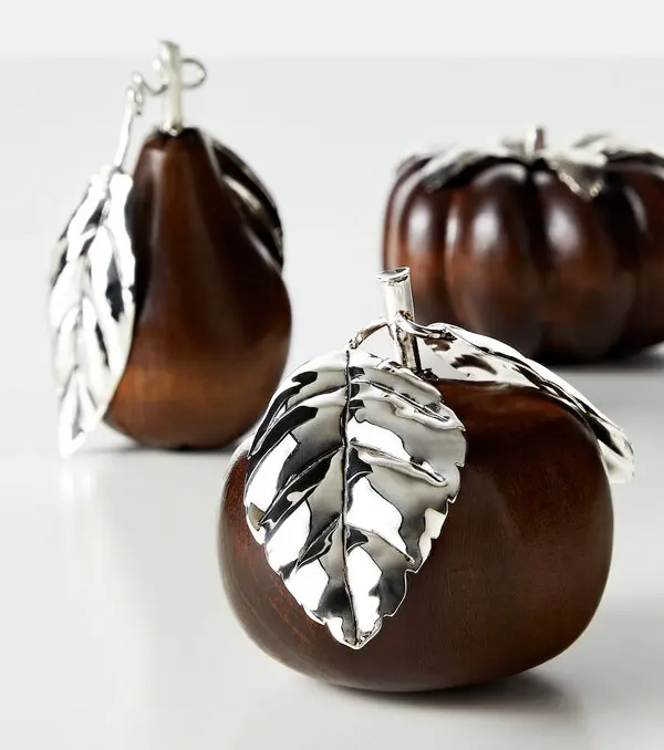 TAVARES 1922 Wood Fruits Sterling Silver And Wood Decorative Object
