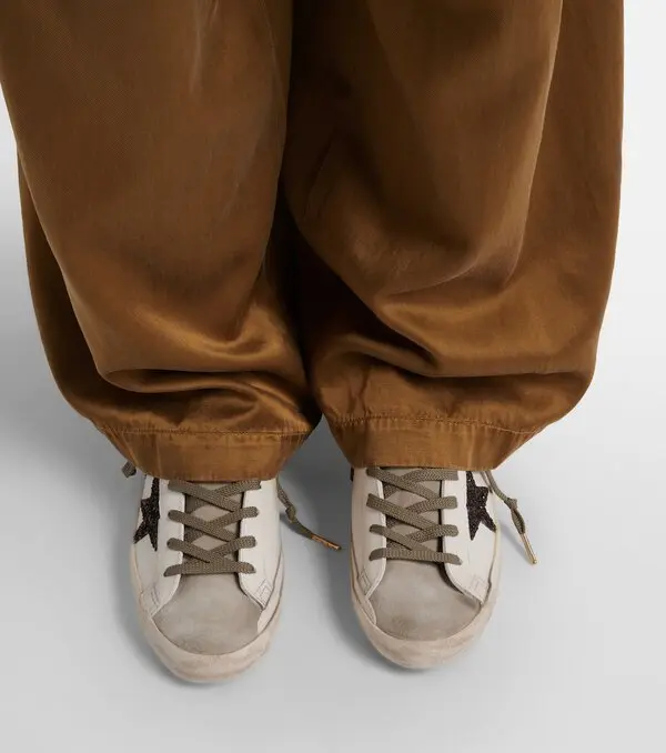 GOLDEN GOOSE Super Star Glitter Leather Sneakers