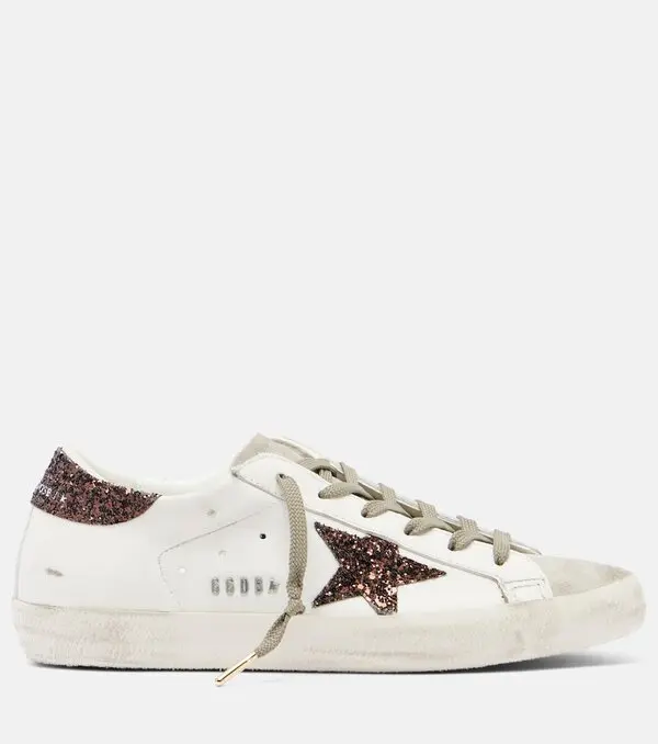 GOLDEN GOOSE Super Star Glitter Leather Sneakers