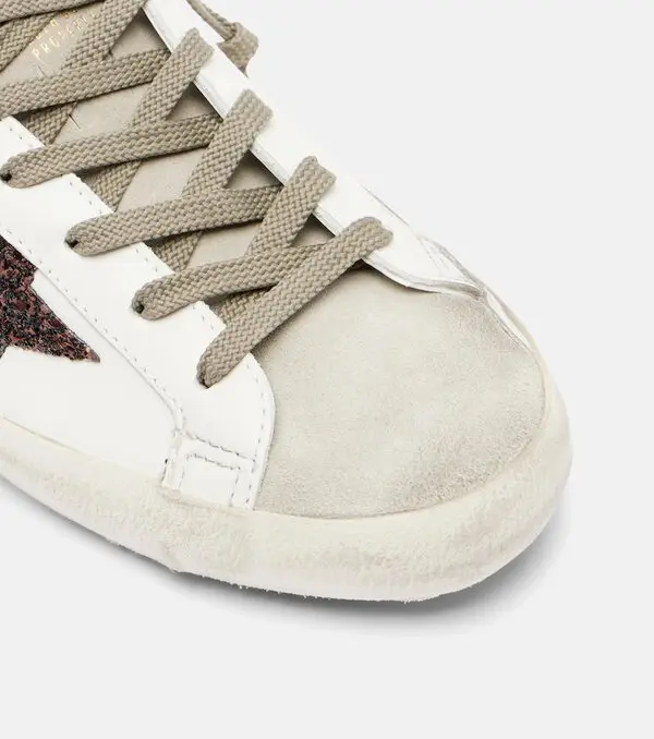 GOLDEN GOOSE Super Star Glitter Leather Sneakers