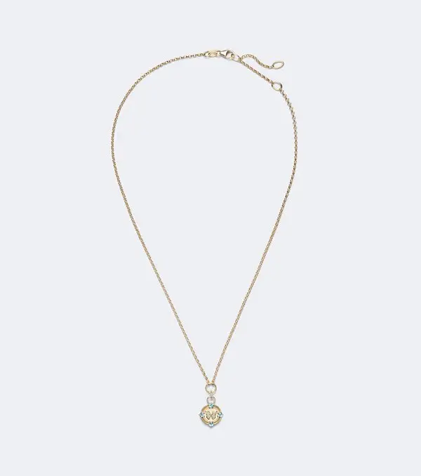 FOUNDRAE Butterfly 18kt Pendant Necklace With Diamonds And Topaz - Gold