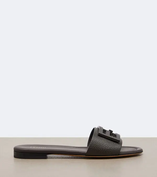 Fendi Baguette® Leather Slides - Brown