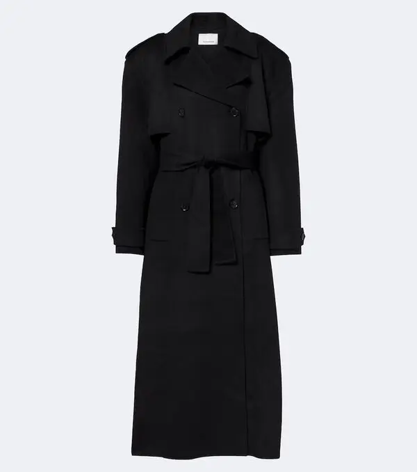 THE FRANKIE SHOP Nikola Padded Wool And Cashmere Trench Coat - Black