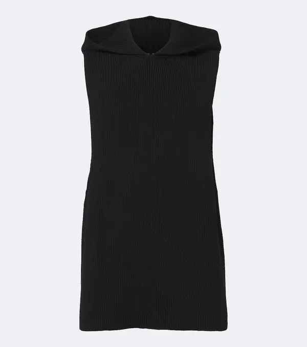 Rick Owens Hooded Ribbed-knit Virgin Wool Tank Top
