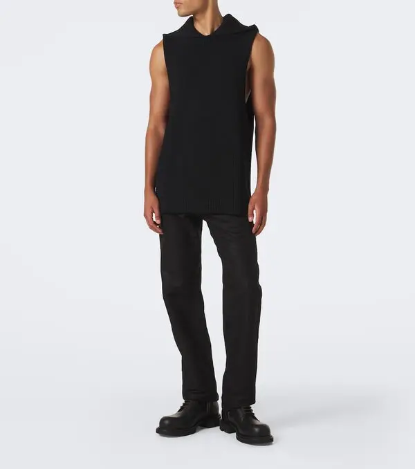 Rick Owens Hooded Ribbed-knit Virgin Wool Tank Top