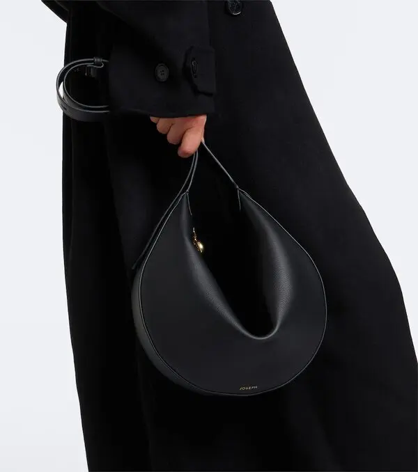 JOSEPH Bean Large Leather Shoulder Bag - Black