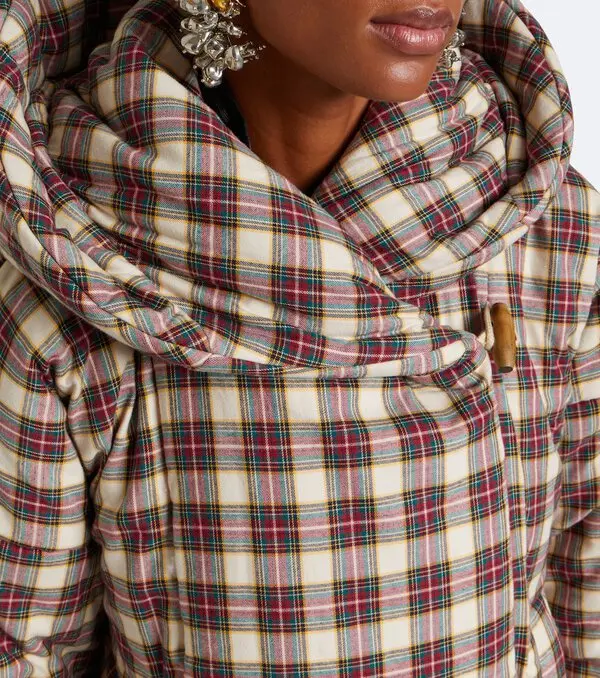 Dries Van Noten Gingham Check Cotton Hooded Puffer Jacket