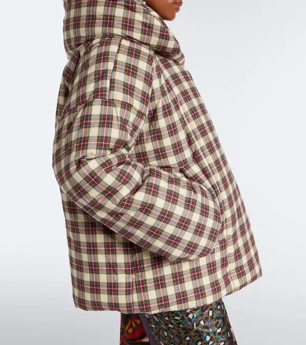 Dries Van Noten Gingham Check Cotton Hooded Puffer Jacket