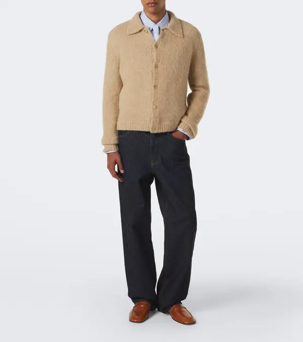 Dries Van Noten Alpaca And Wool-blend Cardigan - Beige