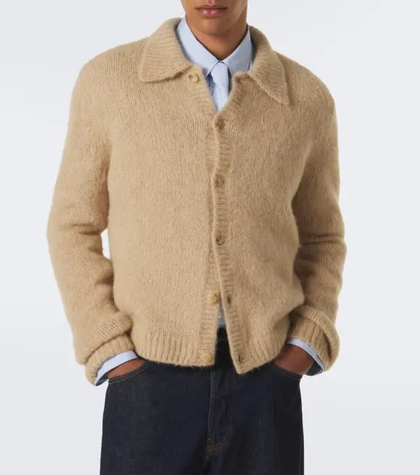 Dries Van Noten Alpaca And Wool-blend Cardigan - Beige