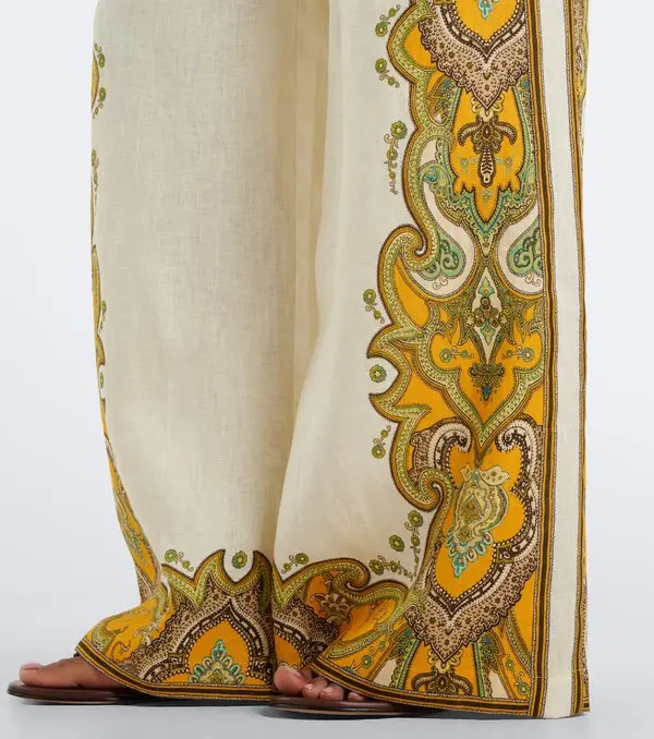 ALEMAIS Alémais Porter Printed Linen Wide-leg Pants