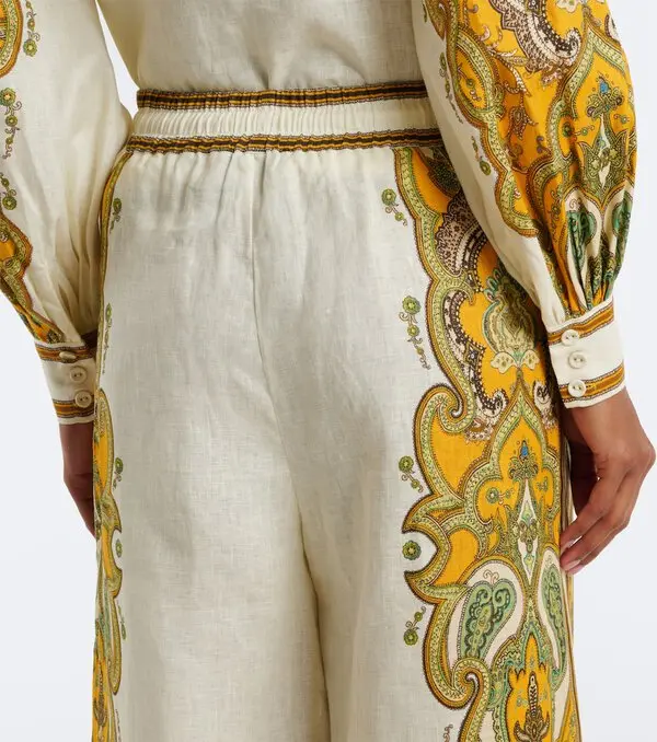 ALEMAIS Alémais Porter Printed Linen Wide-leg Pants