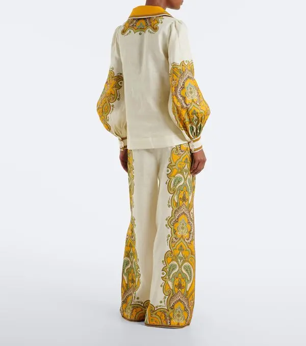 ALEMAIS Alémais Porter Printed Linen Wide-leg Pants