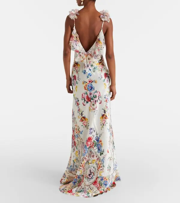 Camilla Embellished Floral Silk Maxi Dress