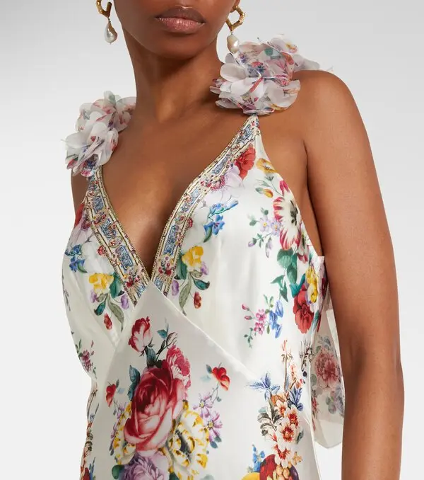Camilla Embellished Floral Silk Maxi Dress