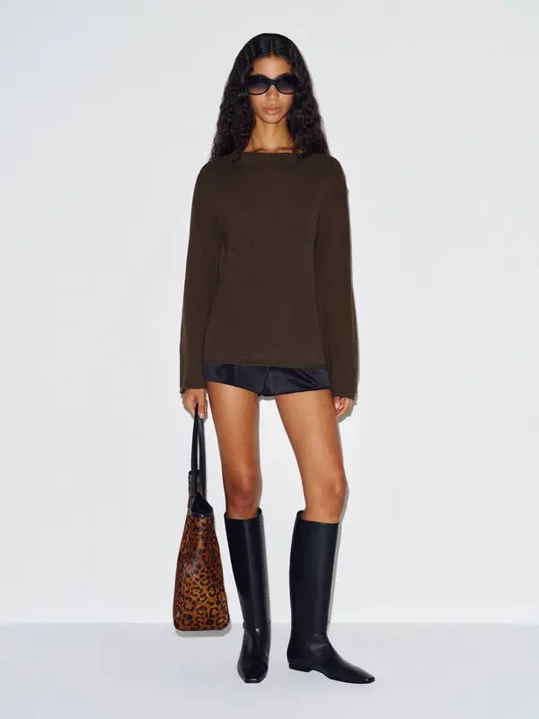 REFORMATION Marine Linen Cotton Sweater