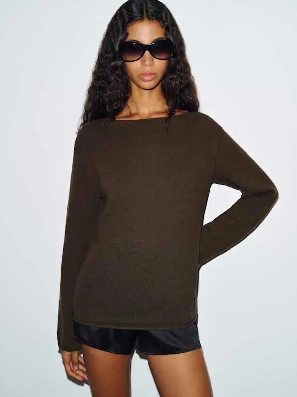 REFORMATION Marine Linen Cotton Sweater