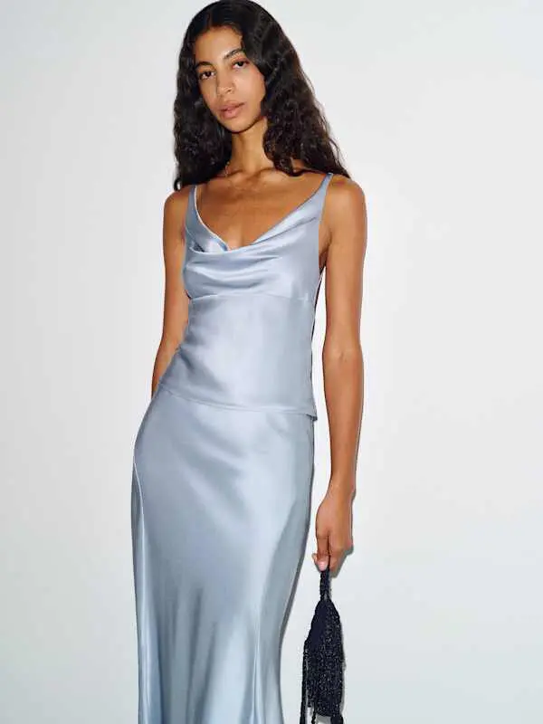 REFORMATION Olivine Silk Two Piece