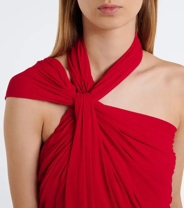 Balmain Draped Jersey Crêpe Gown With Side Slit