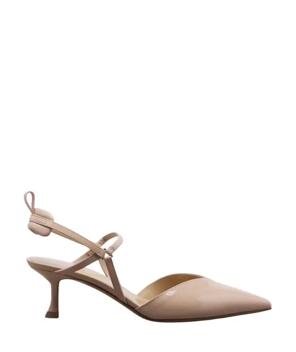 Fendi Slingback Patent Leather Pumps - Beige