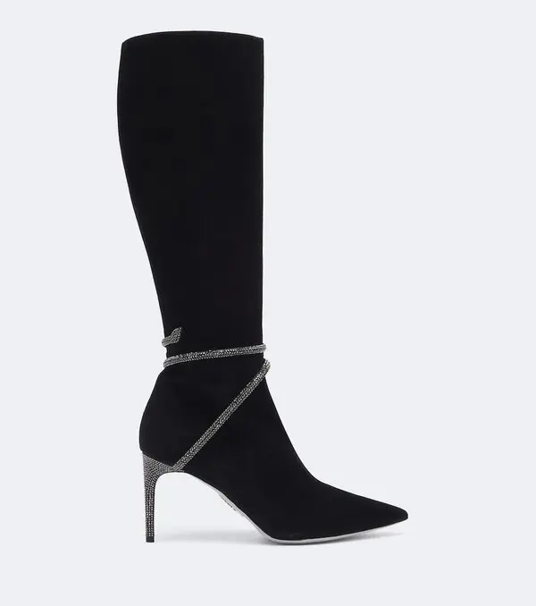 Rene Caovilla Embellished Suede Knee-high Boots