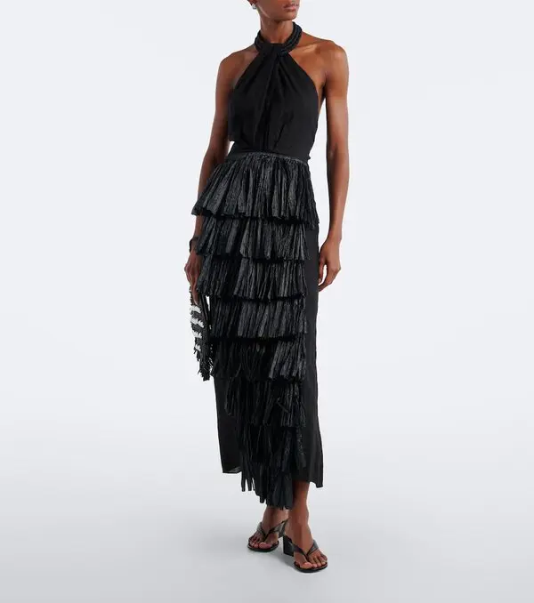 Johanna Ortiz Embellished Linen Dress