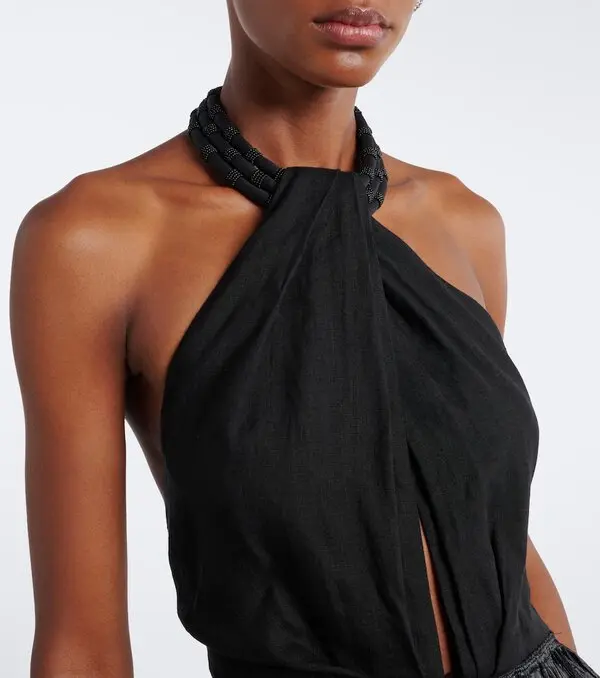 Johanna Ortiz Embellished Linen Dress